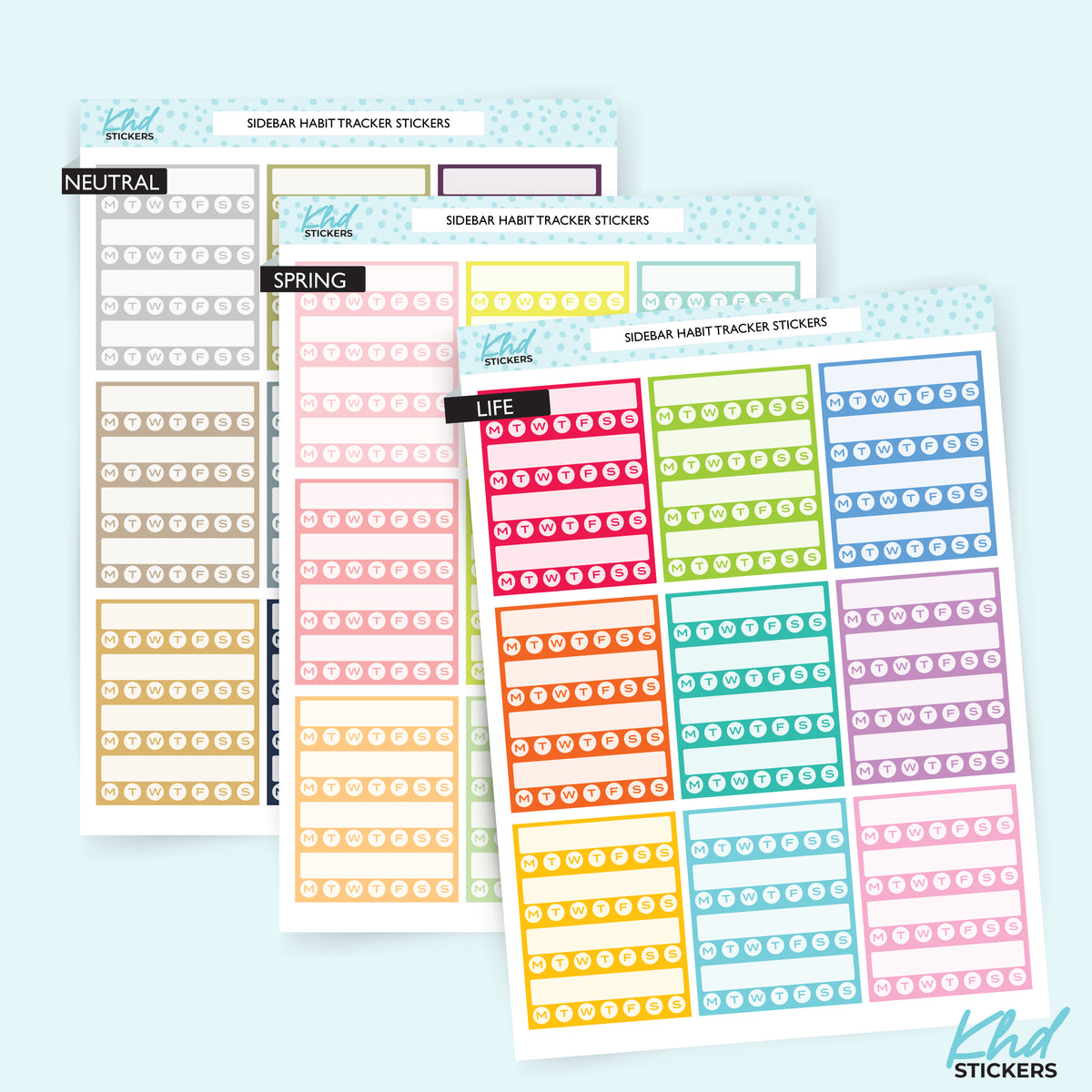 Weekly Sidebar Habit Tracker Full Box Stickers – KHDStickers